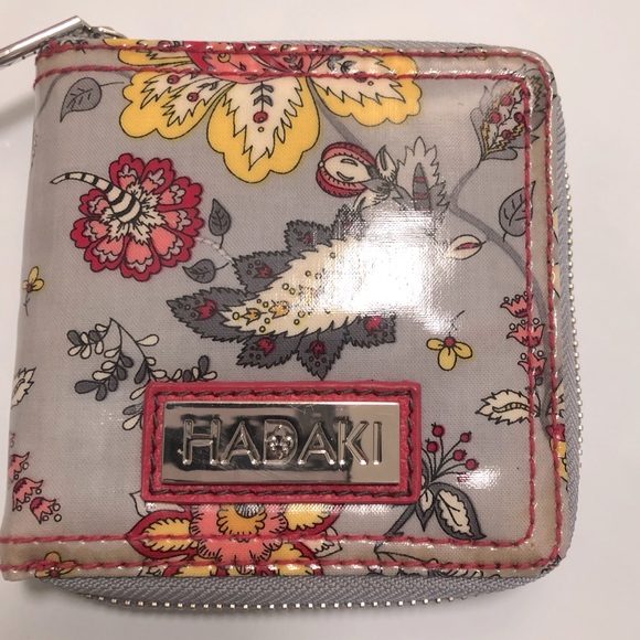 hadaki | Bags | Hadaki Square Grey Floral Coated Cotton Wallet | Poshmark